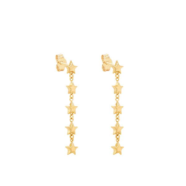 14k Long Star puff earrings – Doradus Store Jewels